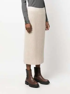 Brunello Cucinelli Ribbed-knit Midi Skirt