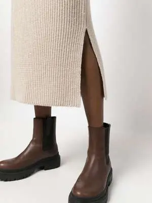 Brunello Cucinelli Ribbed-knit Midi Skirt