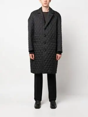 Random Identities Diamond-quilted Single-breasted Coat