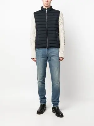 MOORER Quilted Zipped Gilet - Blue