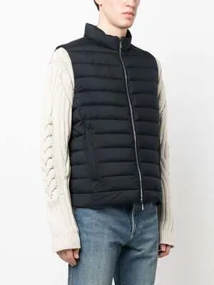 MOORER Quilted Zipped Gilet - Blue