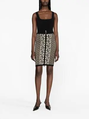 Balmain Intarsia Knit Midi Skirt