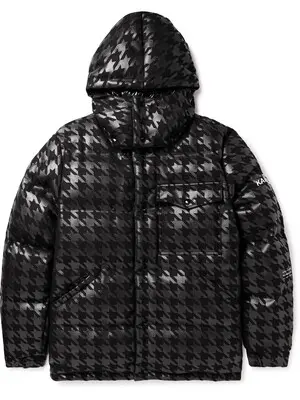 Moncler 7 Frgmt Hiroshi Fujiwara Borage Quilted Houndstooth-printed Felt Hooded Down Jacket