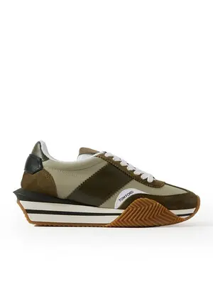 TOM FORD TOM FORD - James Rubber-Trimmed Leather, Suede And Nylon Sneakers - Men - Green  Green