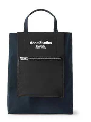 Acne Studios Baker Out Logo-Print Leather And Nylon Tote Bag In