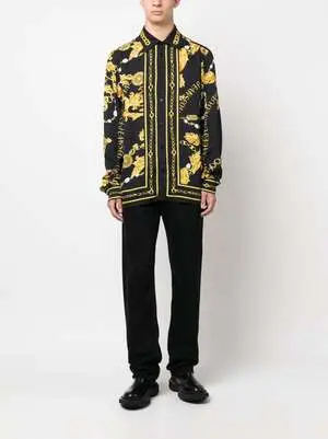 Versace Baroque-pattern Long-sleeve Shirt - Black