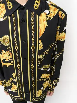 Versace Baroque-pattern Long-sleeve Shirt - Black