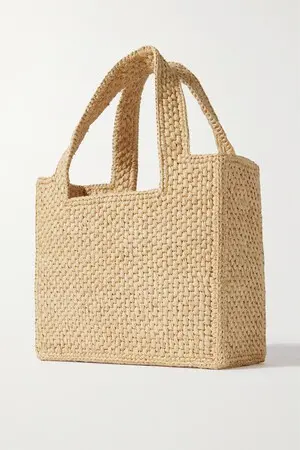 Loewe Font Mini Embellished Embroidered Raffia Tote