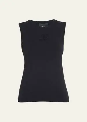 LUAR Rhinestone Logo-Embellished Tank - Black