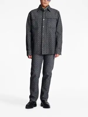 Balmain Monogram-jacquard Denim Shirt - Black