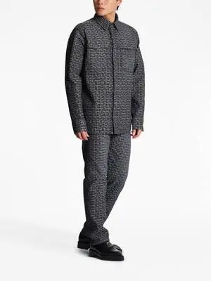 Balmain Monogram-jacquard Denim Shirt - Black