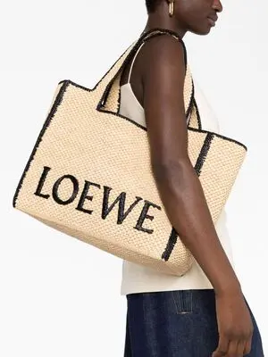 Loewe Logo-lettering Raffia Tote