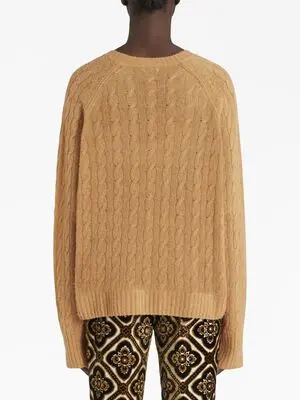 Etro Logo-embroidered Cable-knit Jumper - Neutrals
