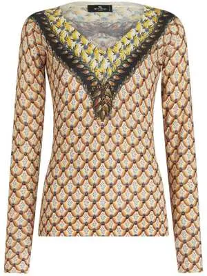 Etro Floral-print Knitted Top - Orange