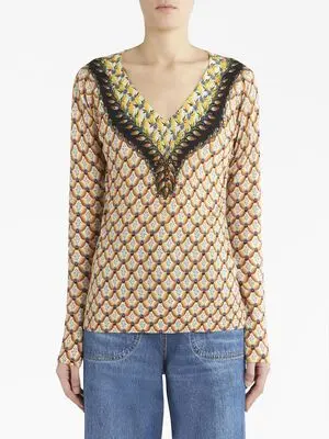 Etro Floral-print Knitted Top - Orange
