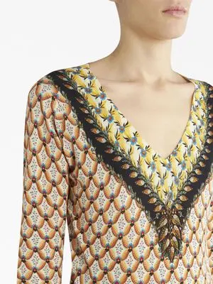 Etro Floral-print Knitted Top - Orange
