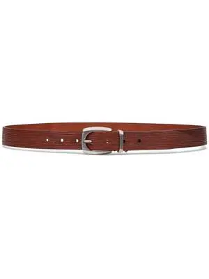 Brunello Cucinelli Leather Belt With Ardillon Buckle - Brown