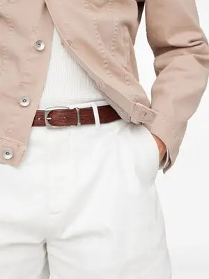 Brunello Cucinelli Leather Belt With Ardillon Buckle