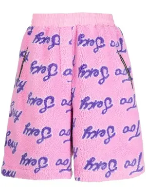Natasha Zinko Graphic-print Textured Track Shorts - Pink