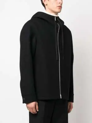 JIL SANDER Virgin-wool Hooded Jacket - Black