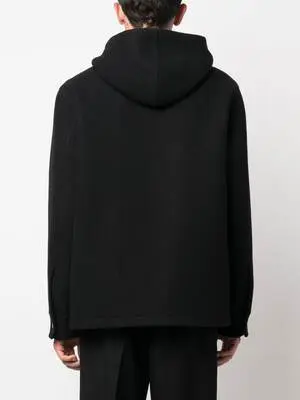 JIL SANDER Virgin-wool Hooded Jacket - Black