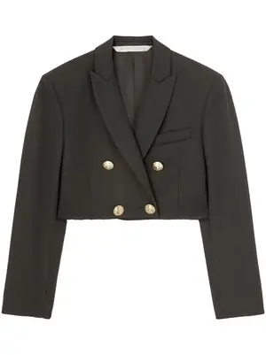 Palm Angels Cropped Double-breasted Blazer - Black