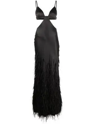 Cult Gaia Raisa Feather-embellished Gown - Black
