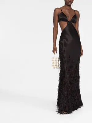 Cult Gaia Raisa Feather-embellished Gown - Black