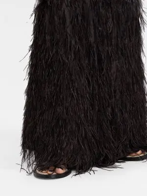 Cult Gaia Raisa Feather-embellished Gown - Black