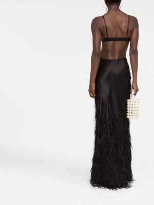 Cult Gaia Raisa Feather-embellished Gown - Black