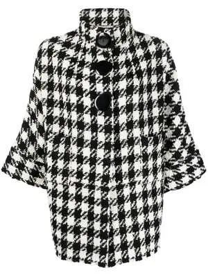 CHARLOTT Check-pattern Crop-sleeve Jacket