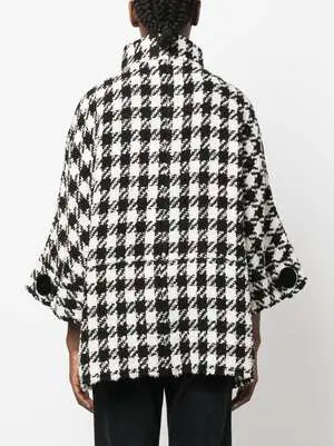 CHARLOTT Check-pattern Crop-sleeve Jacket