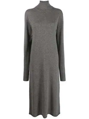 JIL SANDER High-neck Cashmere Knitted Dress - Grey