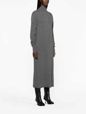 JIL SANDER High-neck Cashmere Knitted Dress - Grey