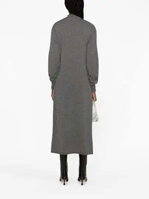 JIL SANDER High-neck Cashmere Knitted Dress - Grey