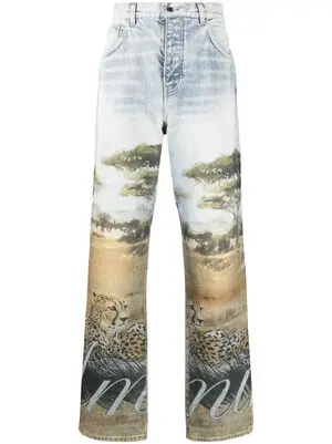 Amiri Graphic Print Cotton Jeans