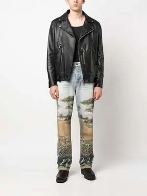 Amiri Graphic Print Cotton Jeans
