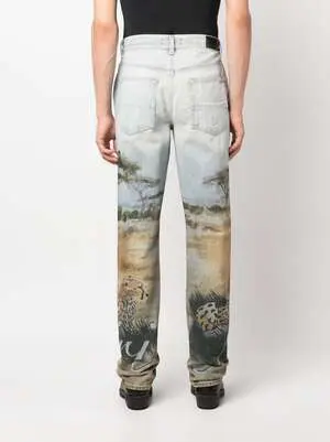 Amiri Graphic Print Cotton Jeans