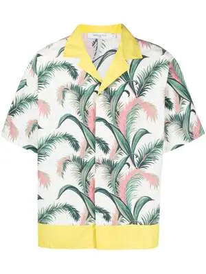 Maison Kitsuné Botanical-print Short-sleeve Shirt - White