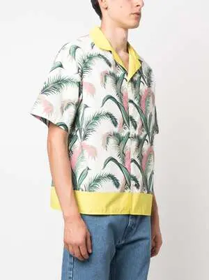 Maison Kitsuné Botanical-print Short-sleeve Shirt