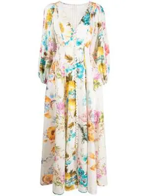 Zimmermann Halcyon Floral-print Linen Dress
