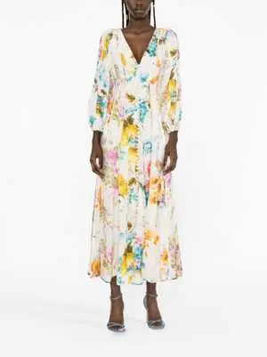 Zimmermann Halcyon Floral-print Linen Dress