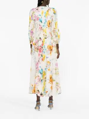 Zimmermann Halcyon Floral-print Linen Dress