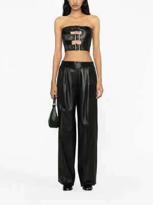 MANOKHI Cut-out Leather Bandeau Top
