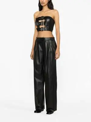 MANOKHI Cut-out Leather Bandeau Top