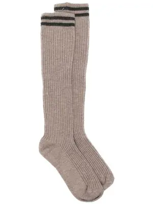 Brunello Cucinelli Ribbed Knitted Socks - Brown