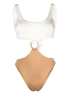 NOIRE SWIMWEAR Cut-out Color-block One-piece Swimsuit - Neutrals