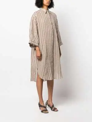 Brunello Cucinelli Sequin-embellished Striped Shirtdress