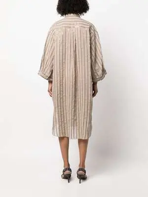 Brunello Cucinelli Sequin-embellished Striped Shirtdress