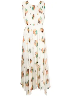 Ulla Johnson Sarai Shibori-print Silk Midi Dress - White